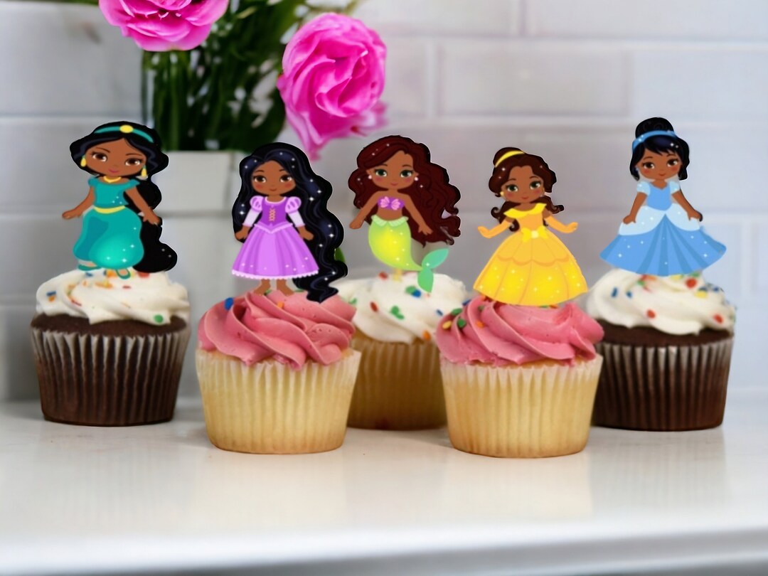Multicultural Princess Themed Cupcake Toppers, African American ...