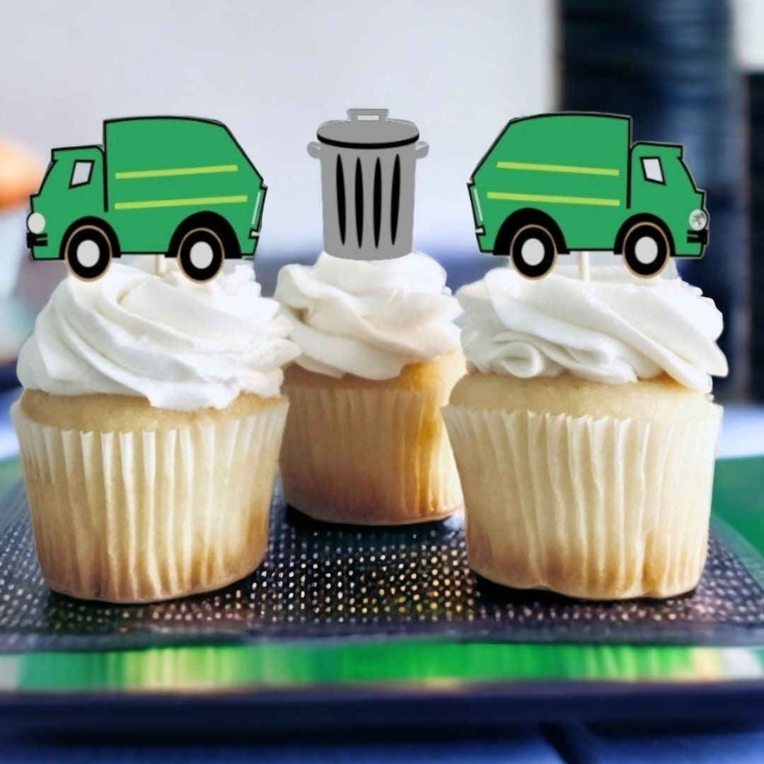 Garbage Truck Themed Cupcake Toppers - Etsy