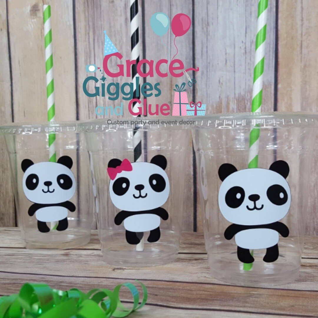 Panda Party Cups With Straws and Lids! - Etsy