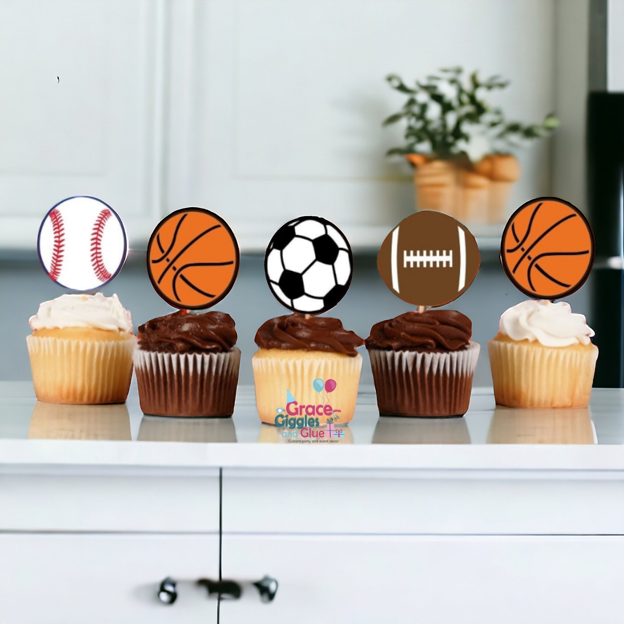Sports Themed Cupcake Toppers - Etsy