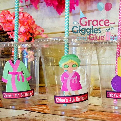 Personalized Spa/slumber Themed Party Cups | Etsy