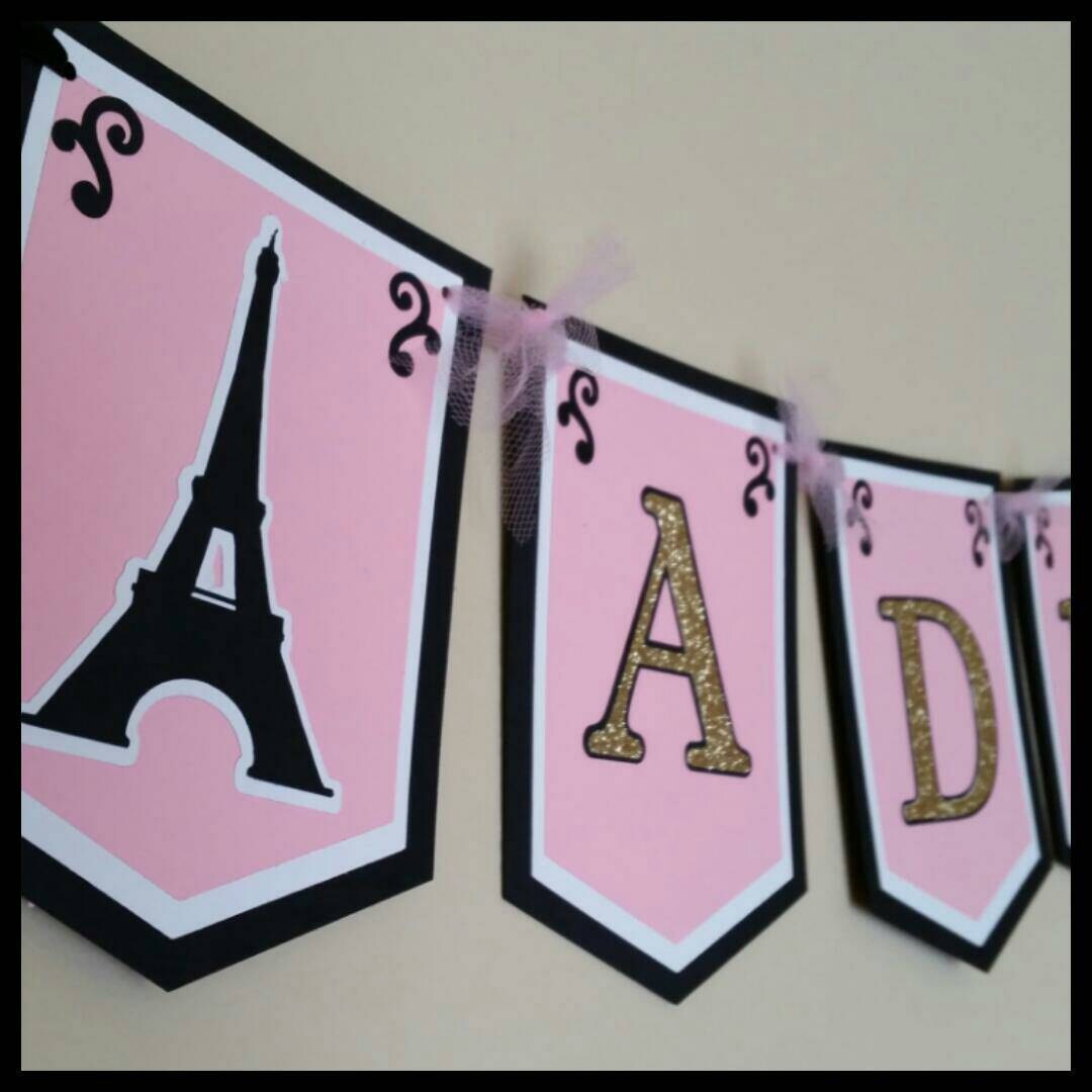 Parisian Happy Birthday Banner Paris Name Banner W/ Tulle. | Etsy