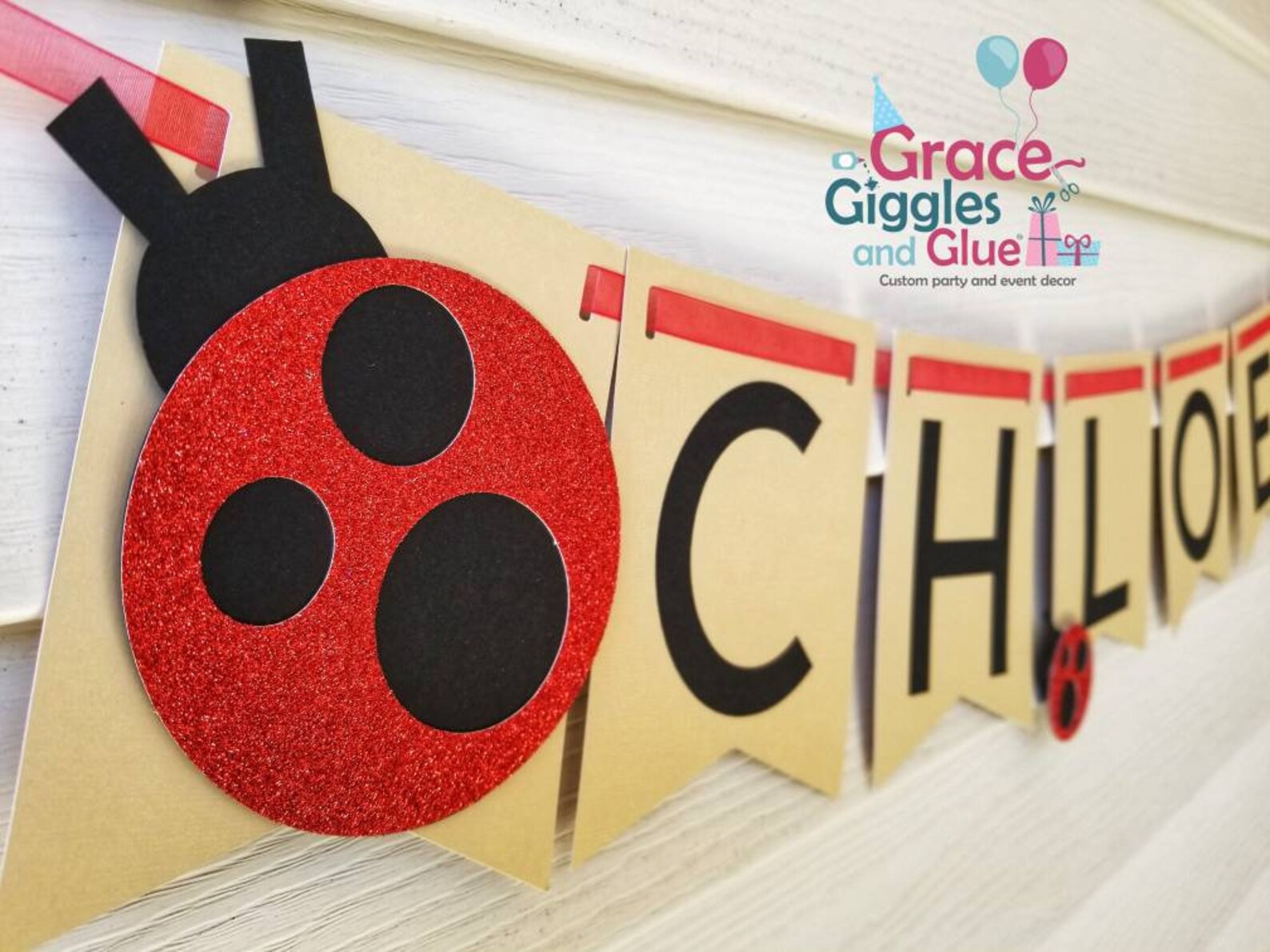 Glitter Ladybug Name Banner Glitter Ladybug Happy Birthday | Etsy