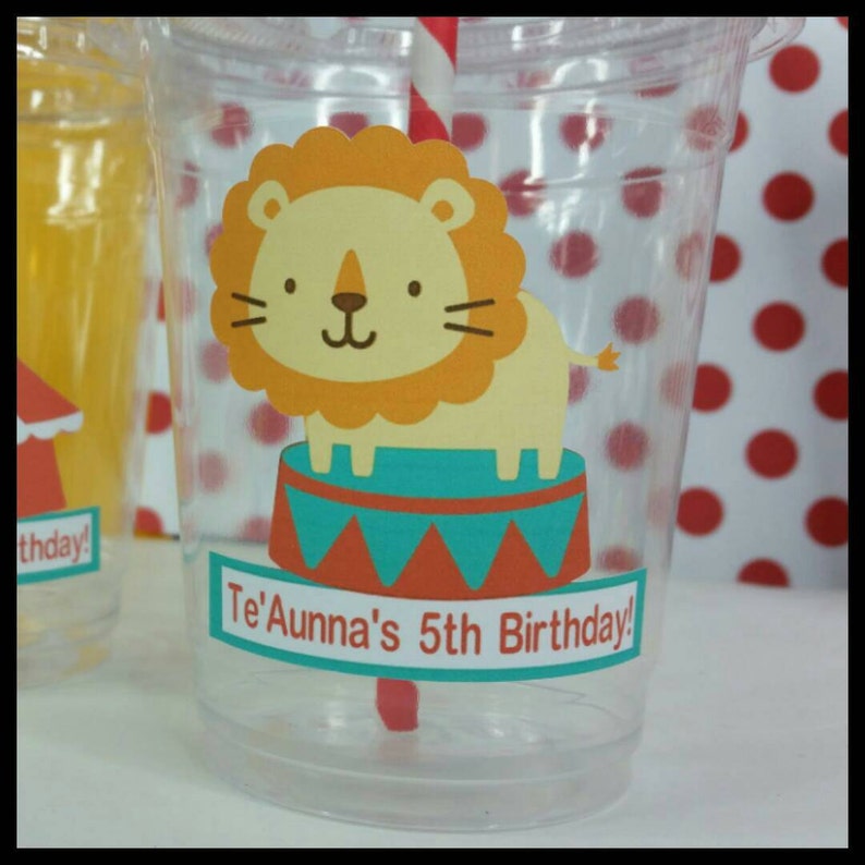 Personalized Circus Themed Party Cups With Lids and Striped - Etsy