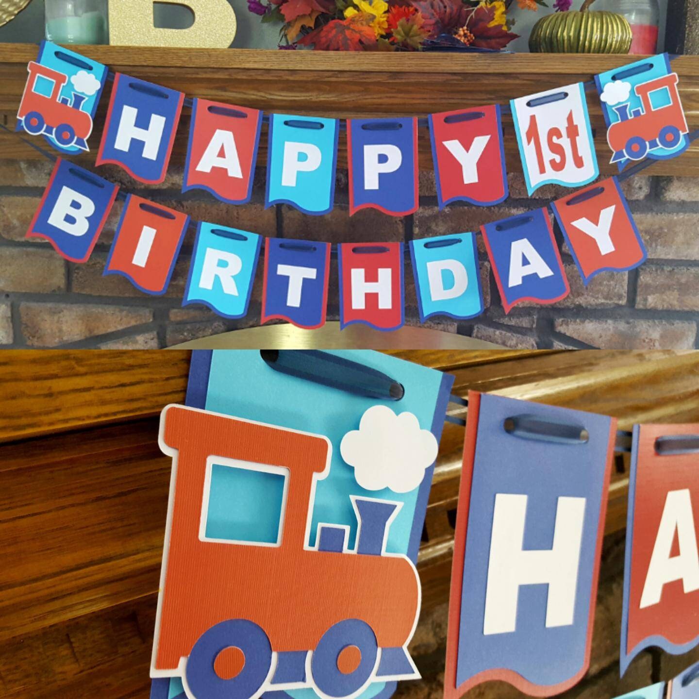 Train Themed Happy Birthday Banner, Train Name Banner, Babyshower ...