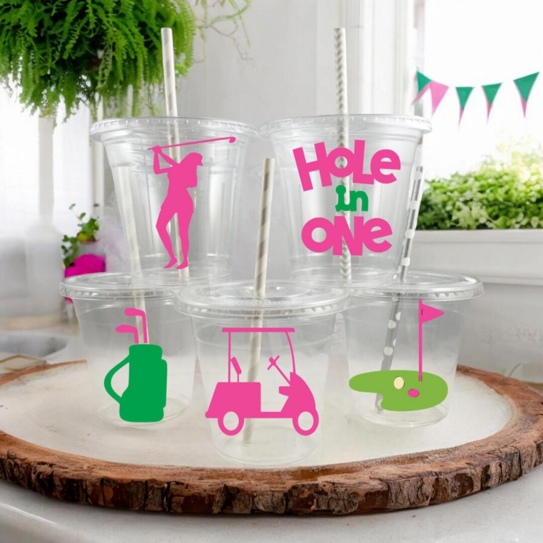 Girls Golf Party Themed Party Cups With Lids and Straws, Girls Golf ...