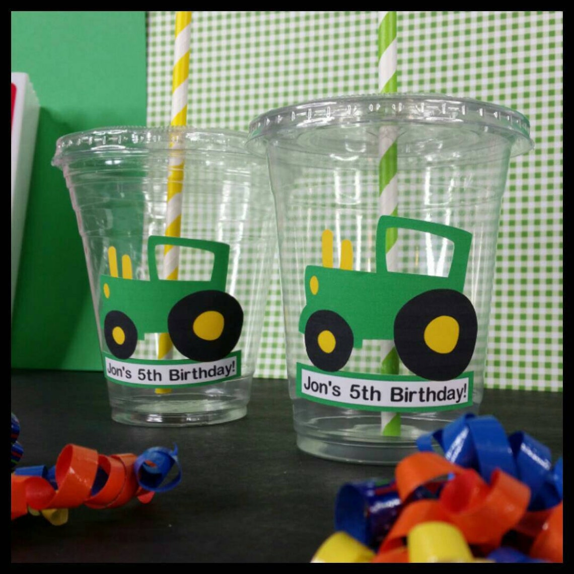 Personalized Tractor Themed Party Cups With Straws and Lids!, Tractor ...