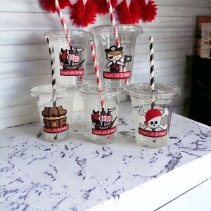 Personalized Pirate Party Cups With Straws and Lids - Etsy