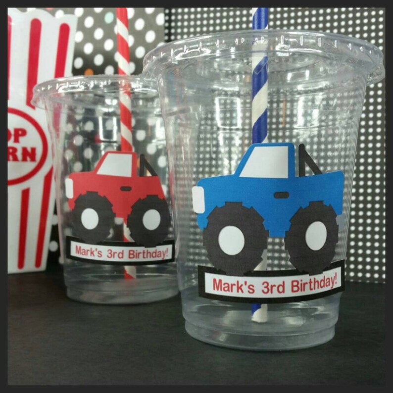 Personalized Monster Truck Party Cups - Etsy