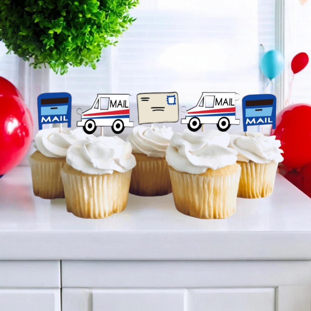 Mail Themed Cupcake Toppers, Mailman Party Toppers - Etsy
