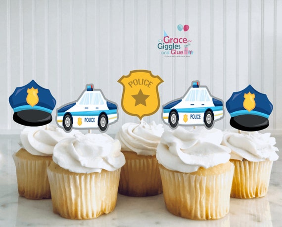 Police Themed Cupcake Toppers Policeman Party Toppers - Etsy