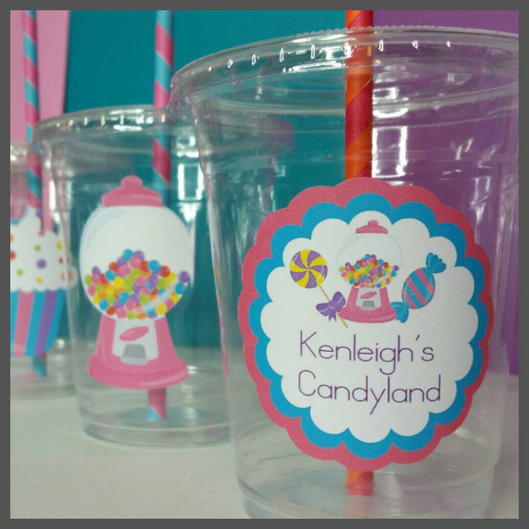 Candy Party Inspired Party Cups With Striped Straws and Lids!, Candy ...