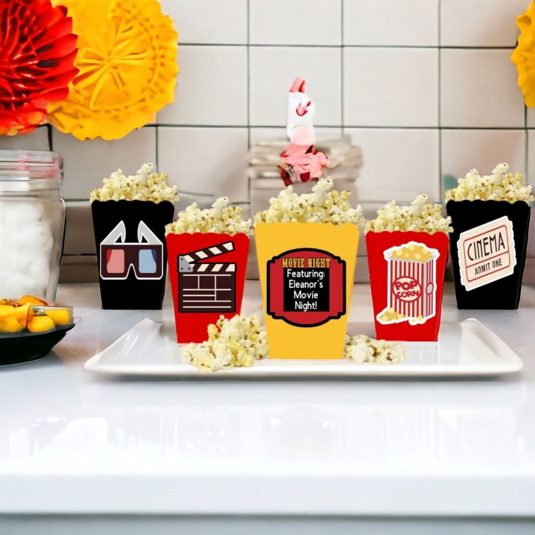 Movie Night Themed Snack/favor Boxes, Movie Night Popcorn Box, - Etsy