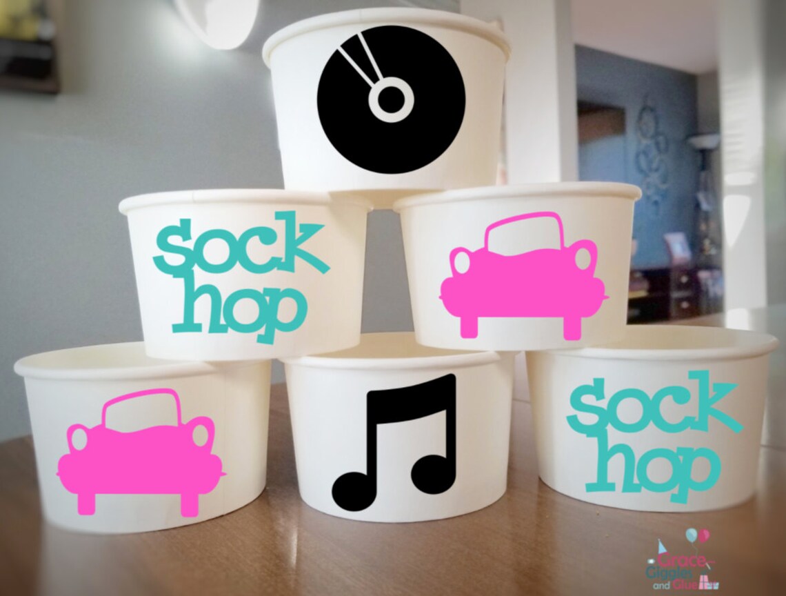 Sock Hop Themed Snack Cups 1950s Snack Cups Sock Hop Party - Etsy
