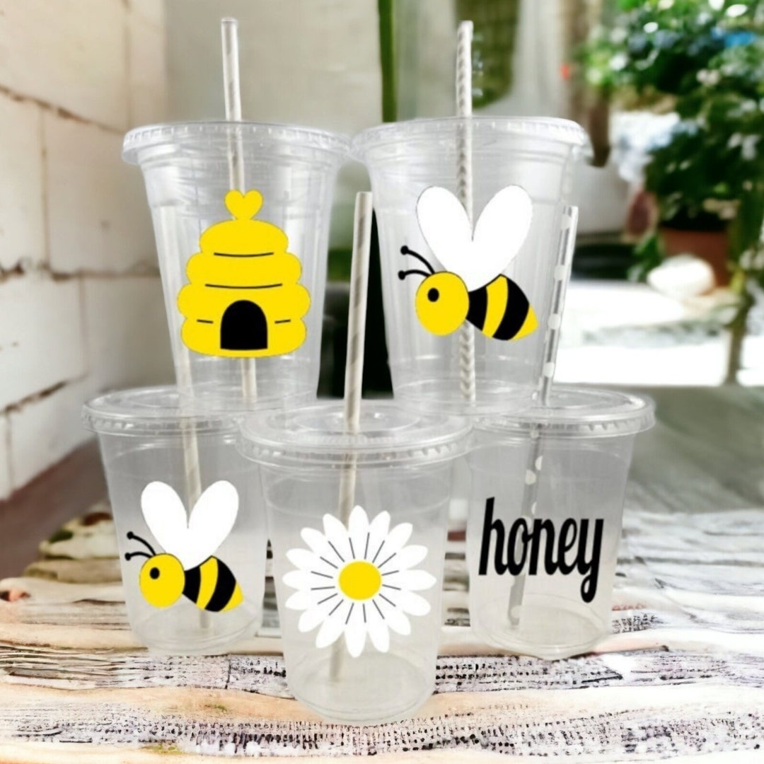 Bee Themed Party Cups With Straws and Lids - Etsy