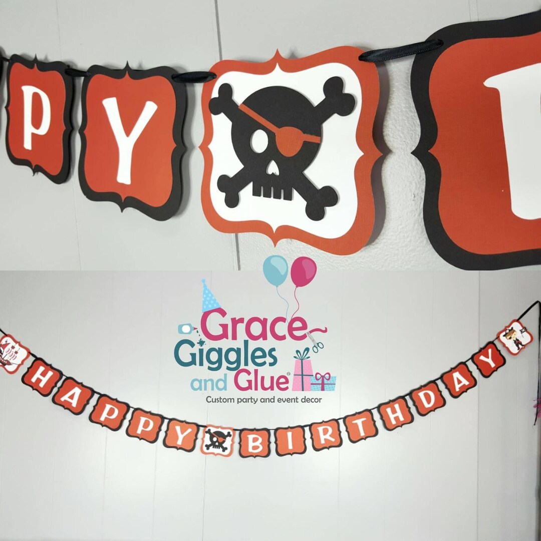 Pirate Themed Happy Birthday Banner - Etsy