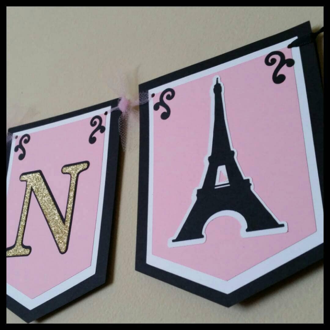 Parisian Happy Birthday Banner Paris Name Banner W/ Tulle. | Etsy