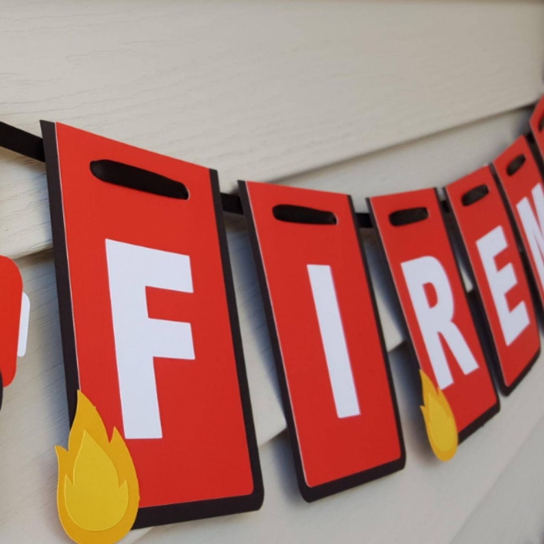 Firefighter Themed Happy Birthday Banner, Fireman Name Banner ...