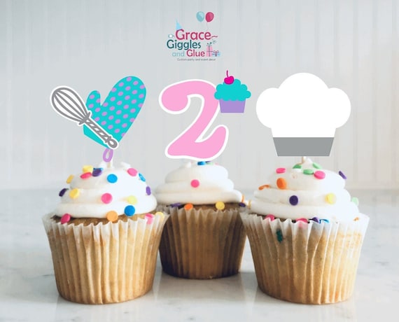 Baking Themed Cupcake Toppers Baker Party Toppers - Etsy
