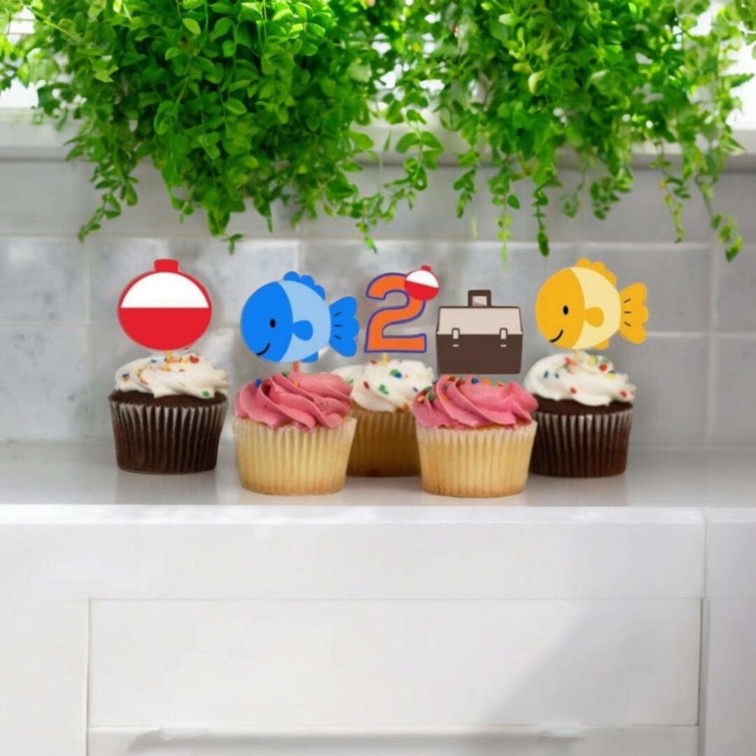 Personalized Fishing Themed Cupcake Toppers - Etsy