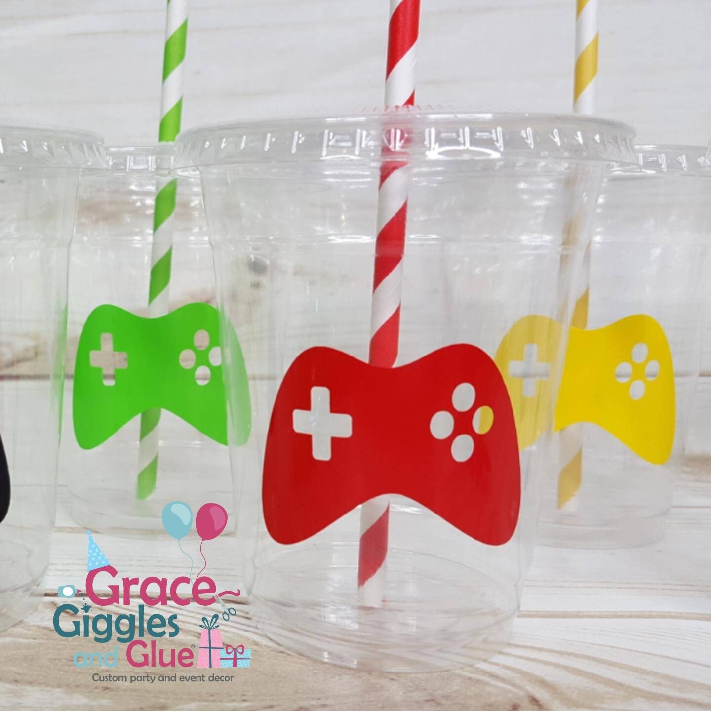 Video Game Themed Party Cups With Straws and Lids - Etsy