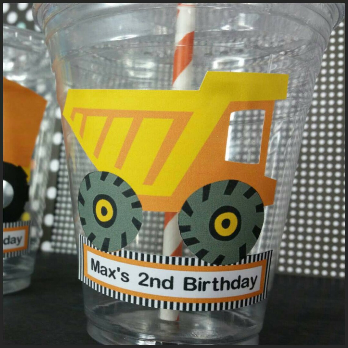 Personalized Construction Themed Party Cups With Straws and - Etsy
