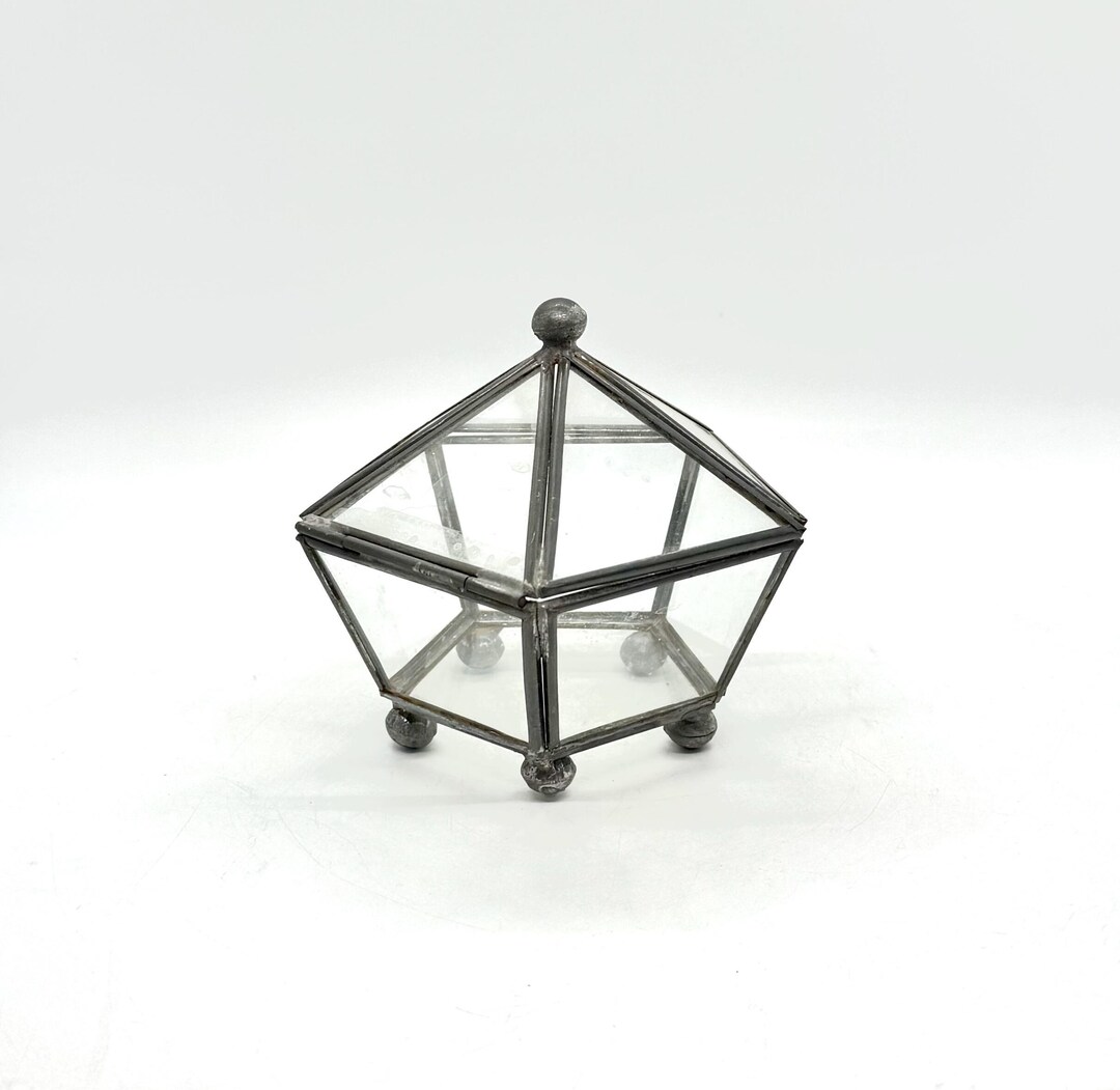 Vintage Pentagon Glass Trinket Box: Geometric Metal Display, 1960s - Etsy