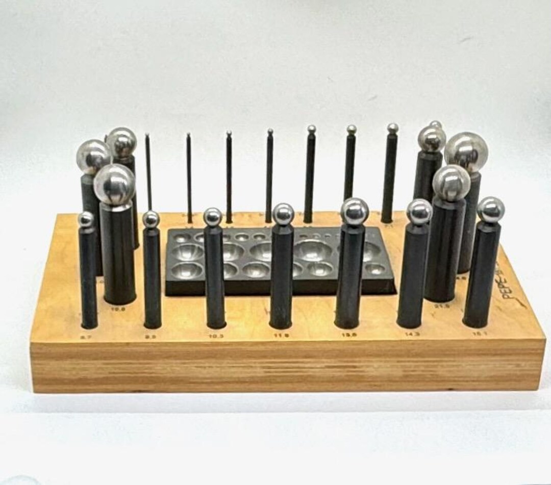 Pepetools Dapping Punch Set - 22 Punches With Block & Wooden Base ...