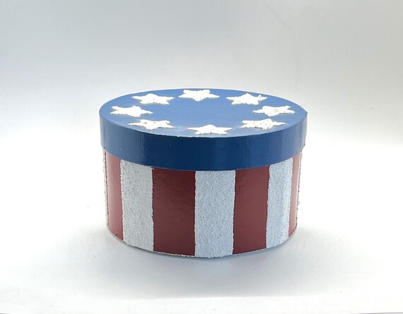 Stars & Stripes Round Box Shaker Box Red White and Blue - Etsy