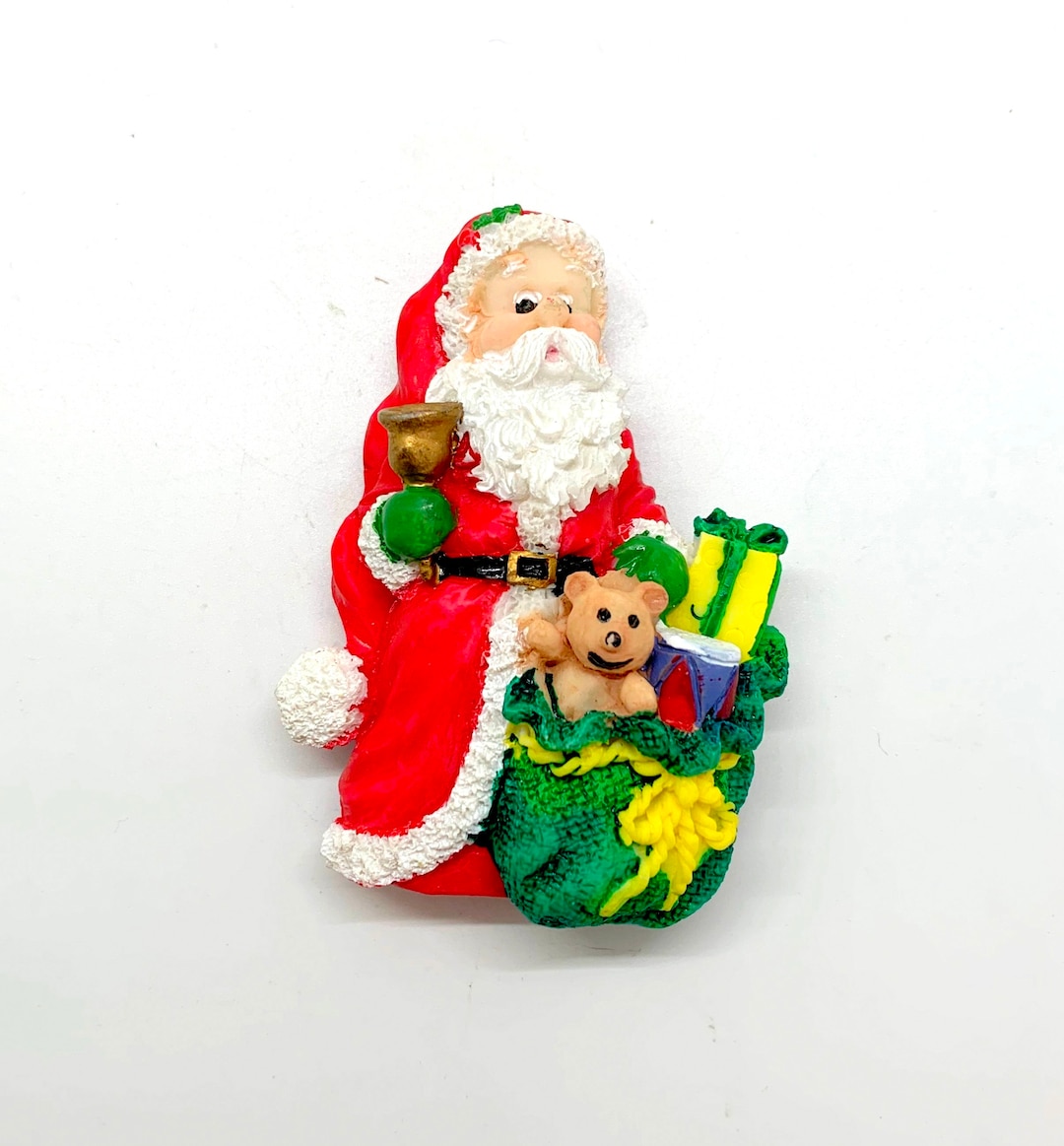 Santa Magnet - Holiday Refrigerator Magnet - Ceramic Christmas Magnet ...