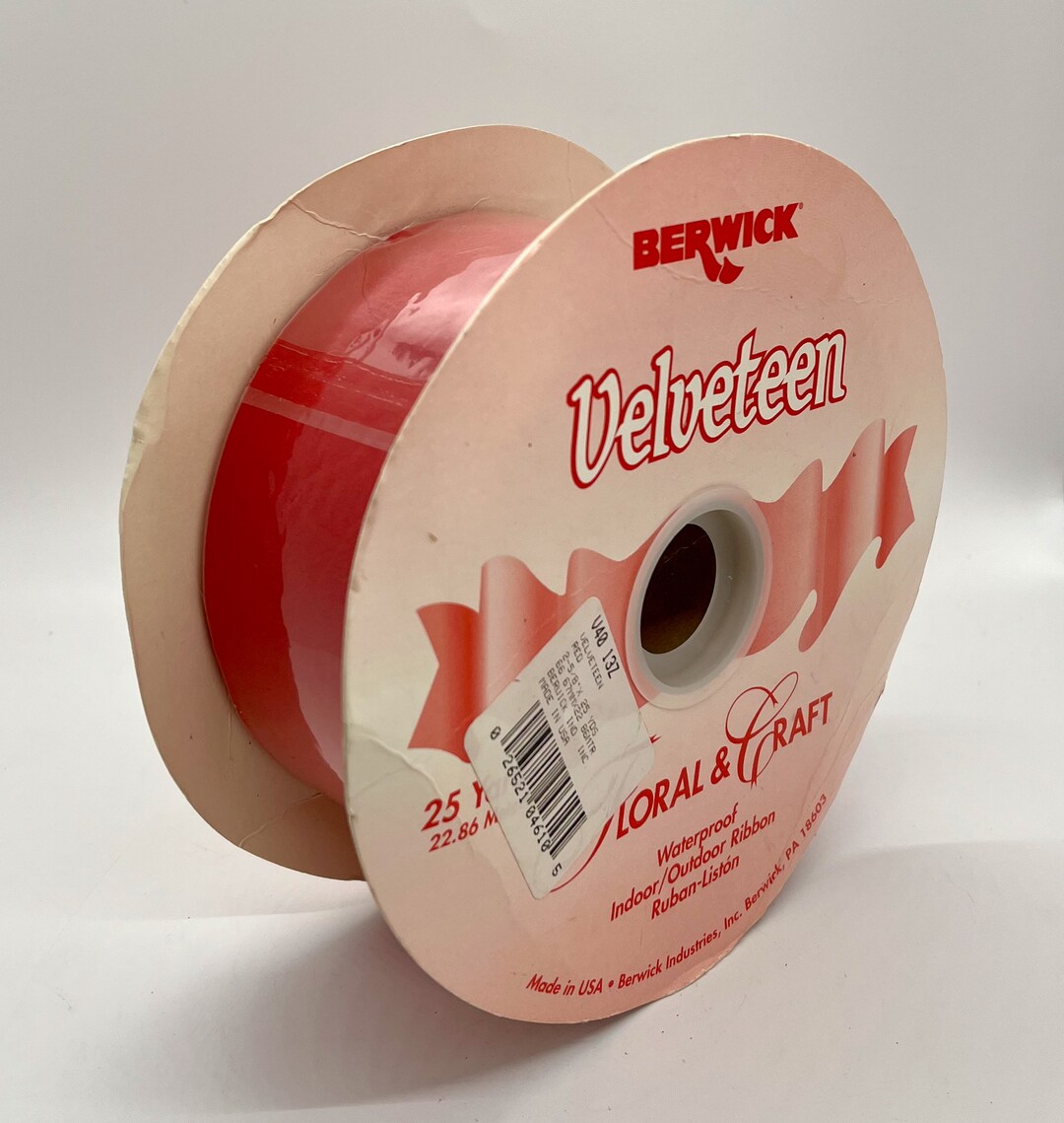Spool of Berwick Red Velveteen Ribbon - 2 5/8 Inch X 25 - Indoor ...