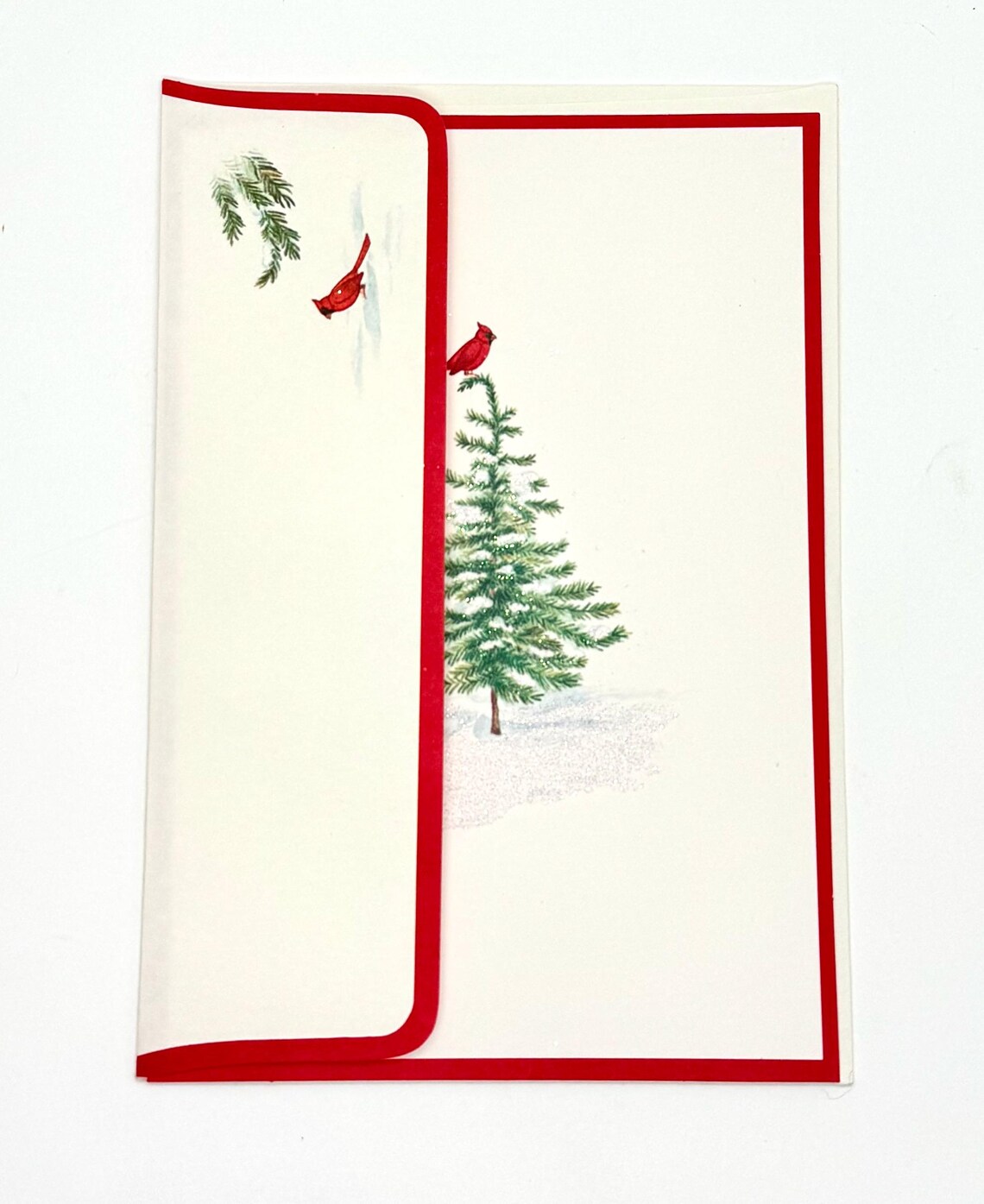 Vintage Hallmark Christmas Card: Glitter Snow, Cardinal & Pine - Etsy