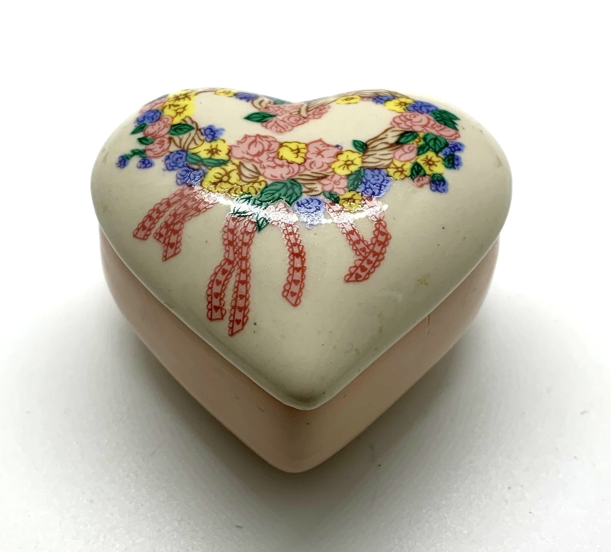 Vintage Heart Shaped Trinket Box 2-piece Ceramic Whitish - Etsy UK