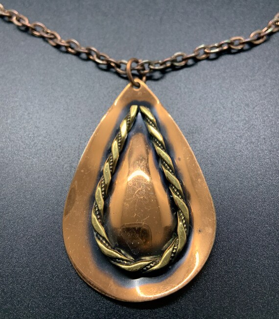 Vintage Copper Teardrop Pendant - 24 Inch Copper Ch… - Gem