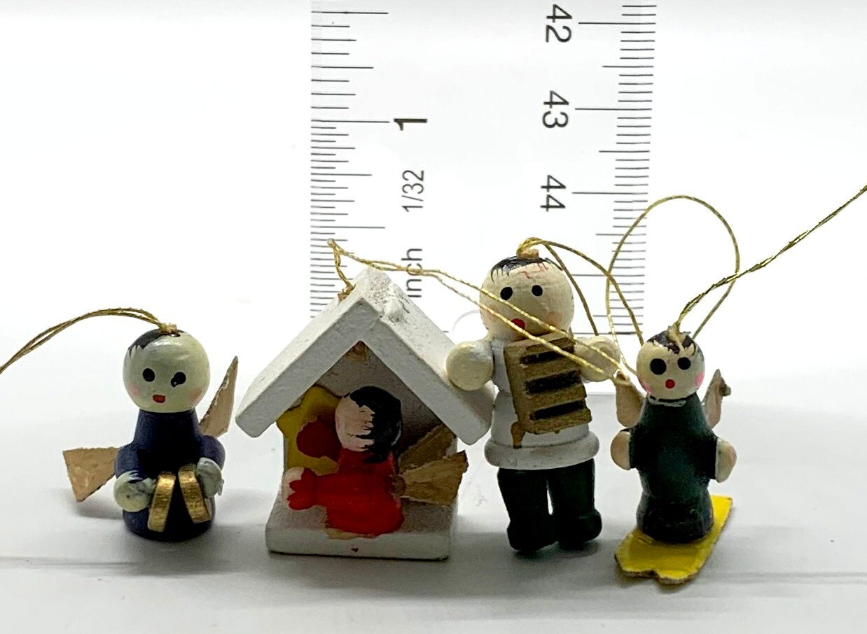 Miniature Wood Angels Figures Set of 4 Arts and Crafts - Etsy