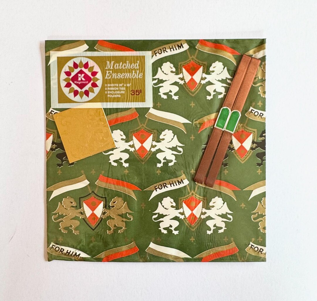 Vintage Gift Wrap Set, Kaycrest Wrapping Paper, for Him Crest Theme ...
