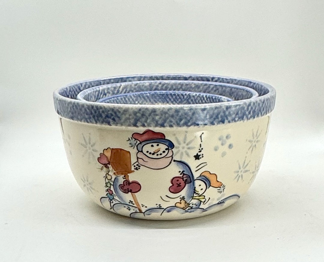 Snowman Ceramic Nesting Bowls - Set of 3 - Holiday Winter Décor ...