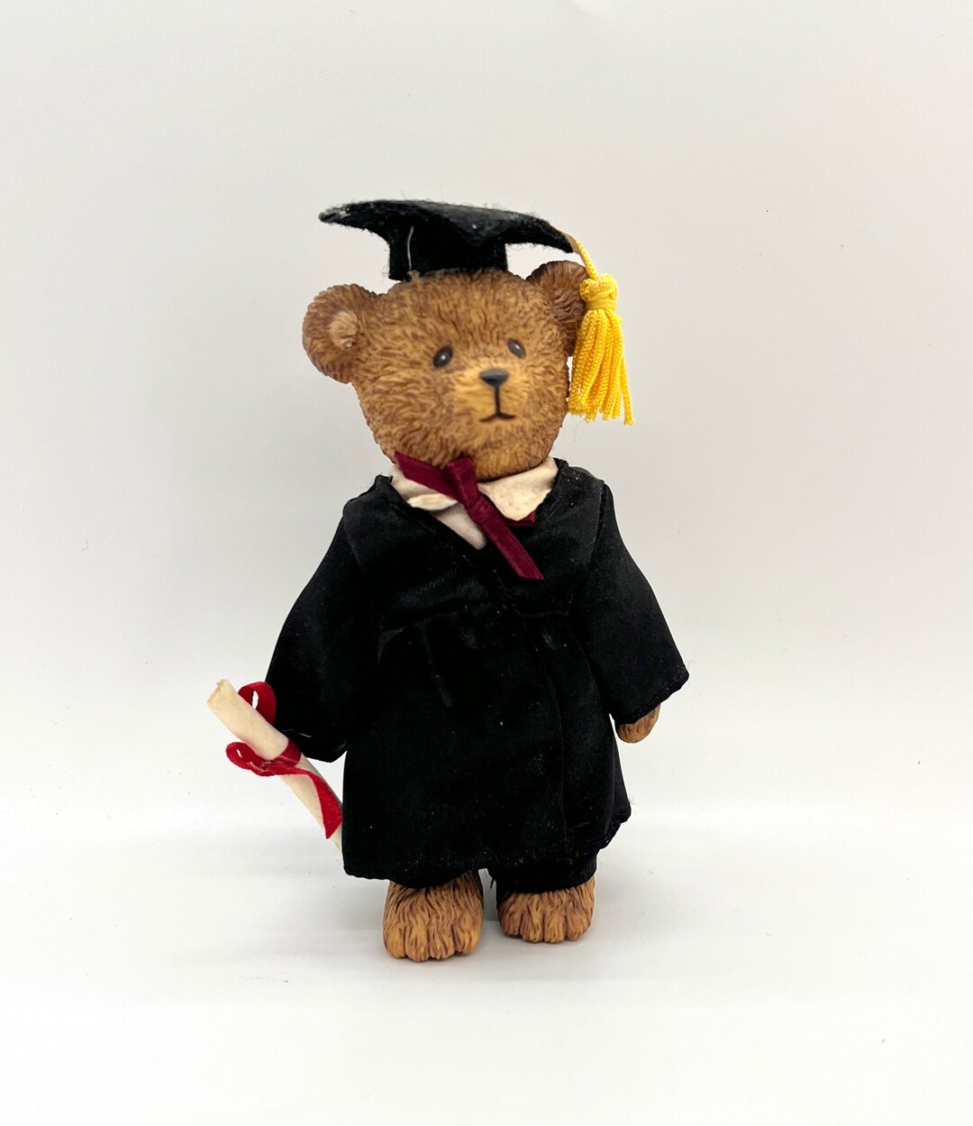 Graduation Bear Holding a Diploma Wearing Cap & Gown Resin and Fabric ...
