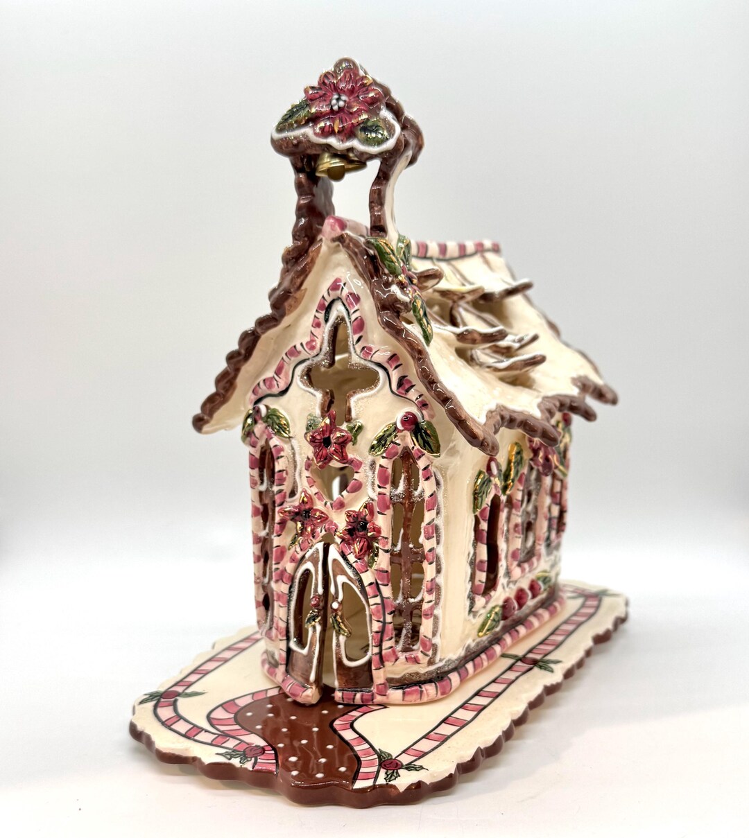 2002 Blue Sky Gingerbread Kingdom Church Tea Light Holder Signed, Candy ...