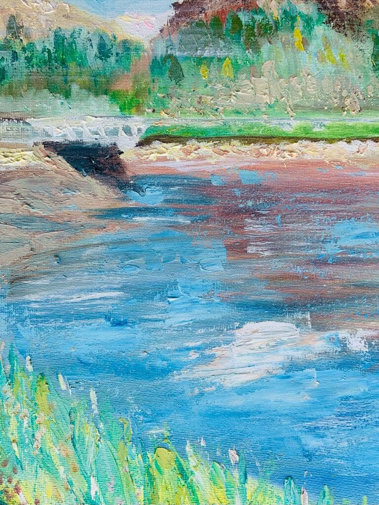 Original Oil Painting, "waterside Seating" - Etsy