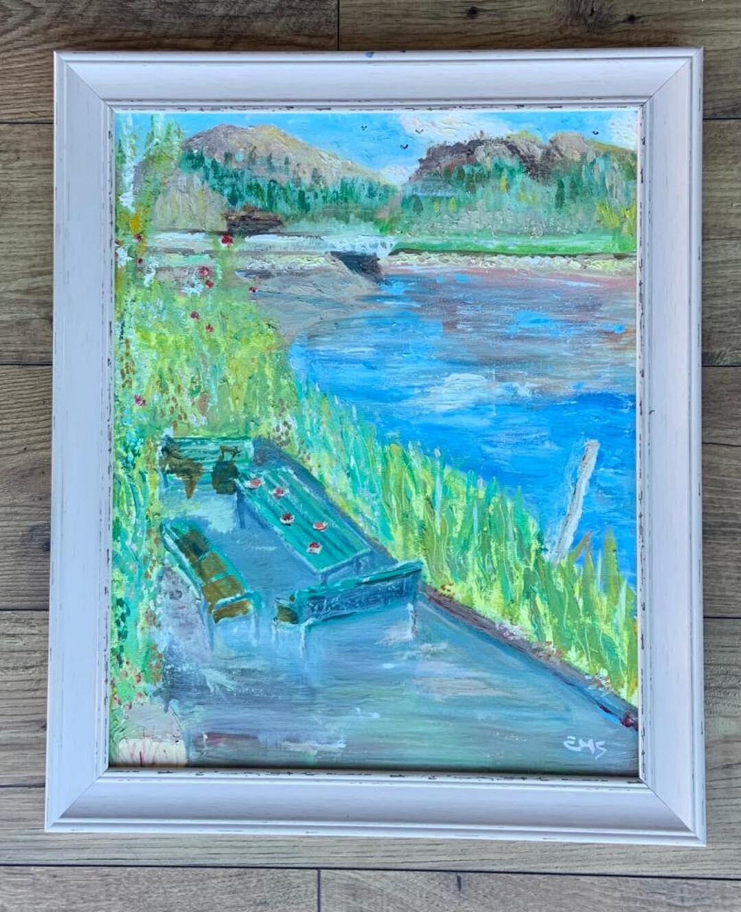 Original Oil Painting, "waterside Seating" - Etsy
