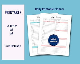 Daily Printable Planner PDF Instant Download US Letter 8.5 X 11in Daily ...