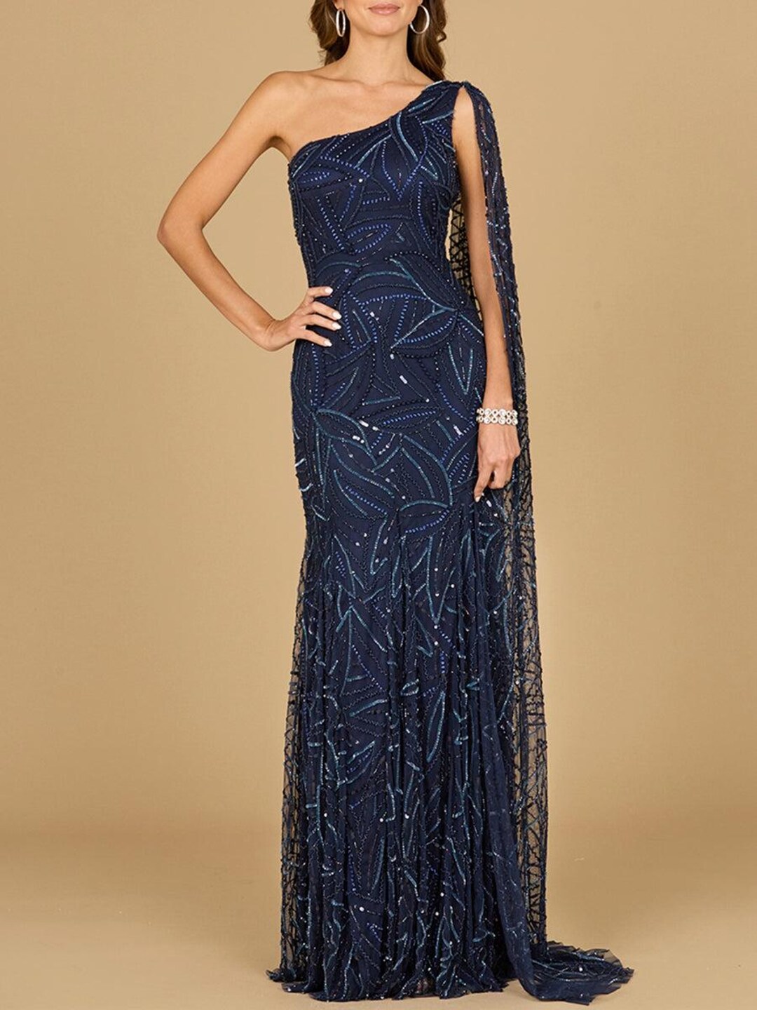 One Shoulder Cape Gown - Etsy