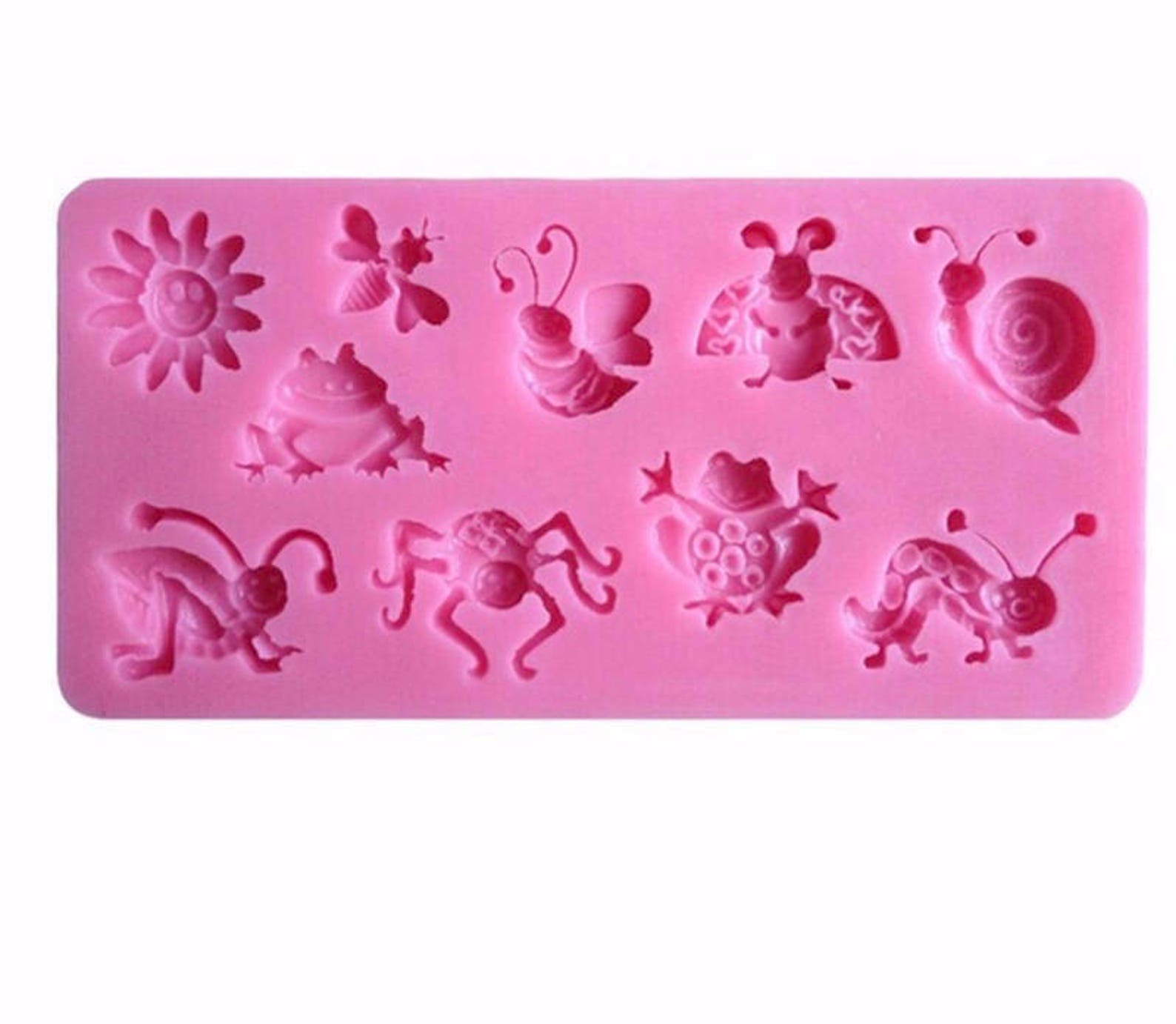3D Insect Theme Silicone Fondant Mold Beetle Frog Bee Snail Spider ...