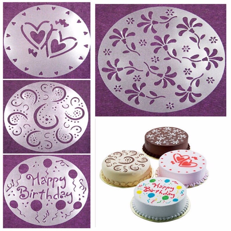 Round Pattern Stencil Cake 4 Pcs Cookie Chocolate Cream Sugar - Etsy