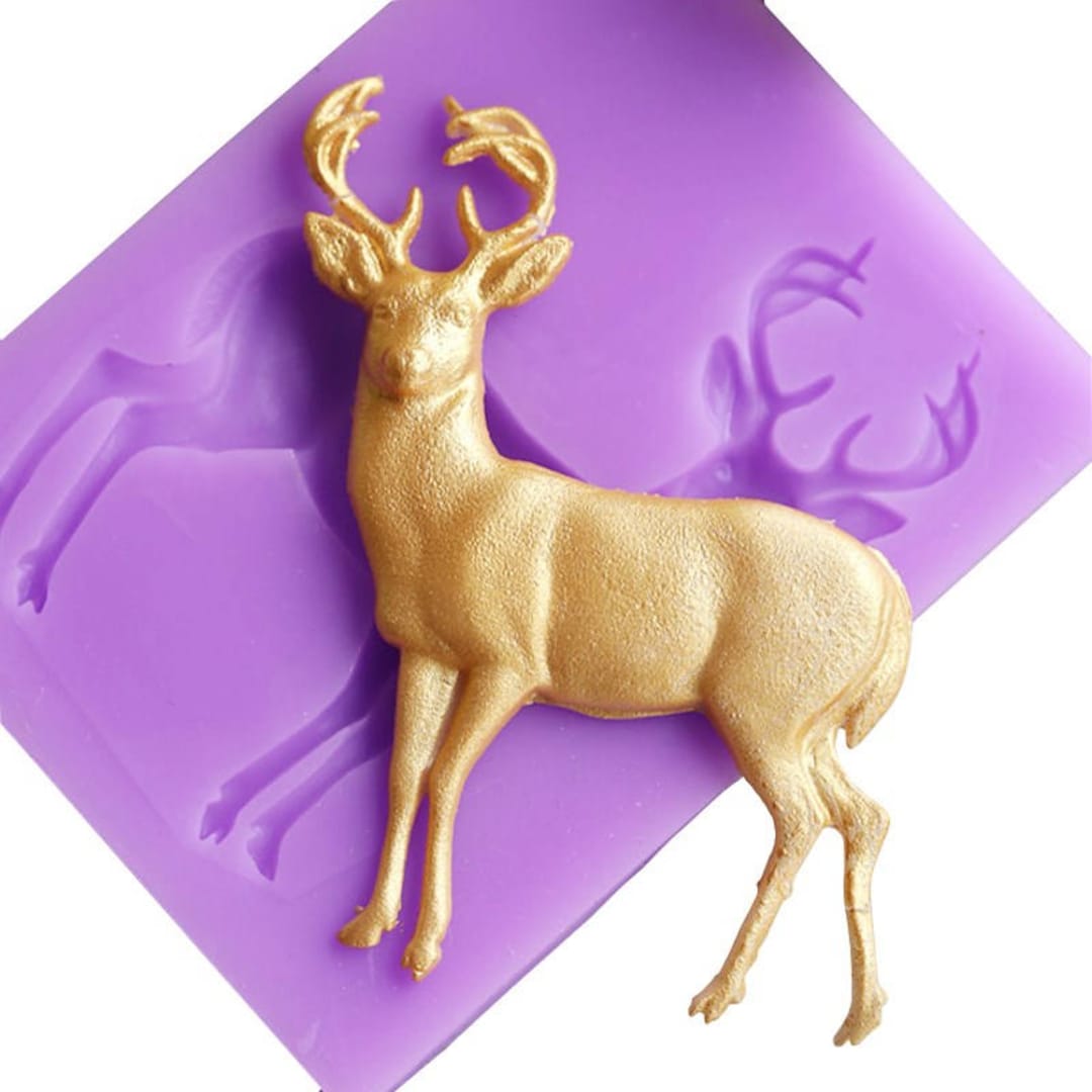Deer Silicone Mold DIY Cake Christmas Fondant Soap Mold Bakeware Gum ...