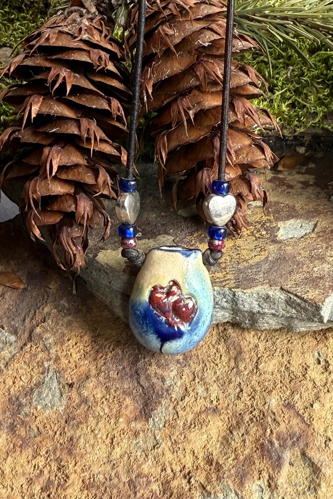 Aroma Therapy Necklace , Essential Oil Diffuser, Earthy Boho, Heart ...