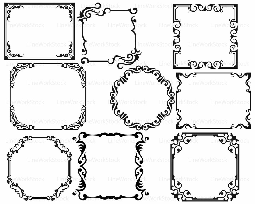 Frame Svg/scroll Clipart/frame Svg/swirl Silhouette/frame Cricut/swirl ...