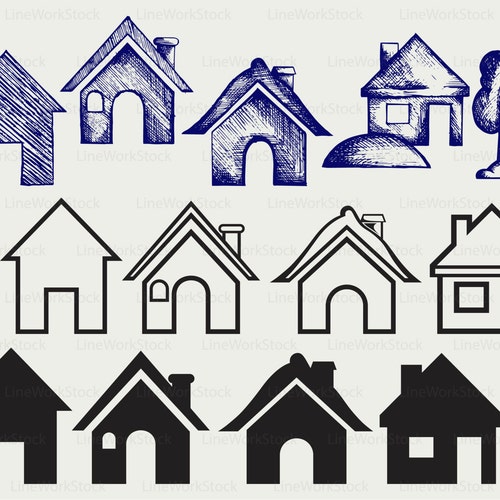 SVG Small Village Silhouette Cut Files Designs Clip Art | Etsy