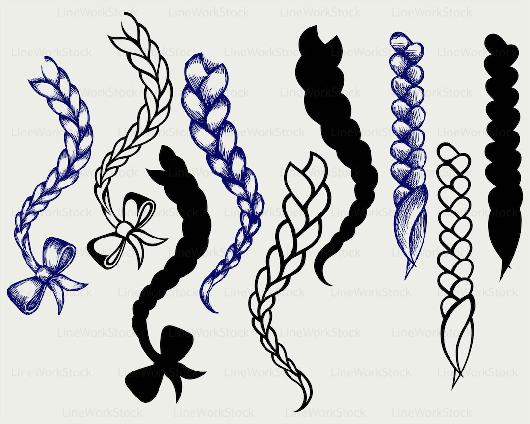 Hair Braided Svg/braid Clipart/braid Svg/hair Braided Silhouette/braid ...